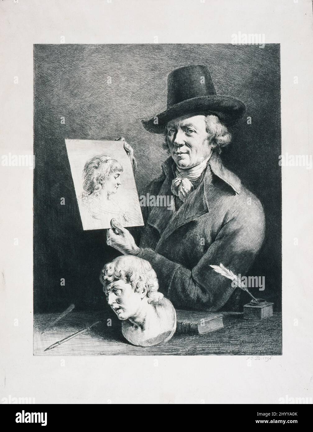 Self Portrait of the Artist Holding a Portrait of his Wife. Jean ...