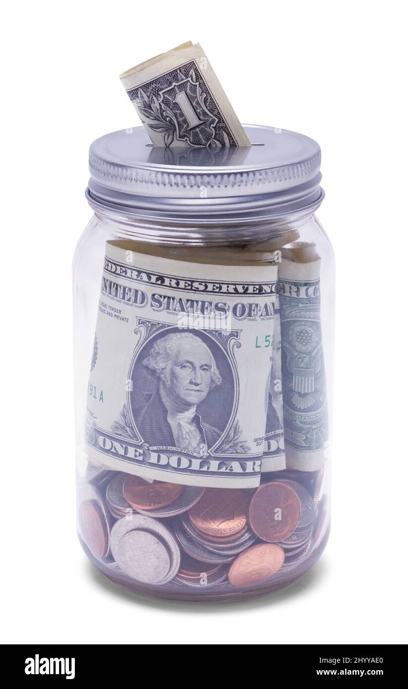 Glass Donate Tip Jar with Lid Cut Out on White Stock Photo - Alamy