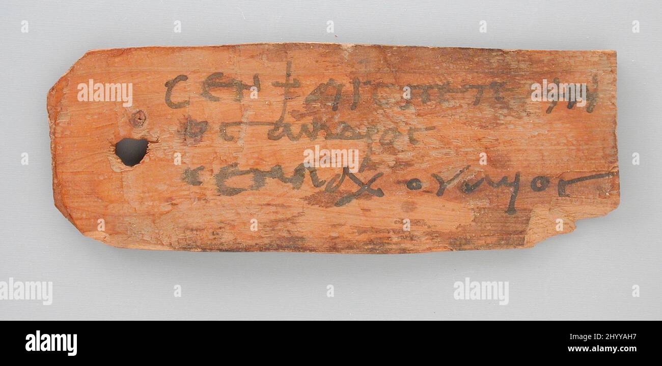 Mummy Label with Bilingual Inscription. Egypt, Roman Period (30 BCE ...
