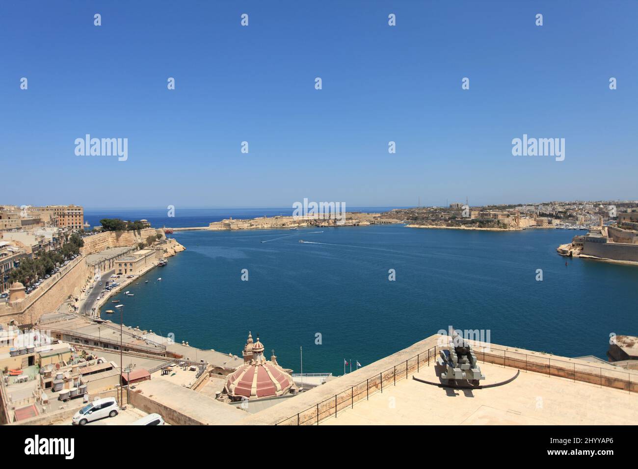 The huge harbor is a landmark of the capital of Malta, the city of ...