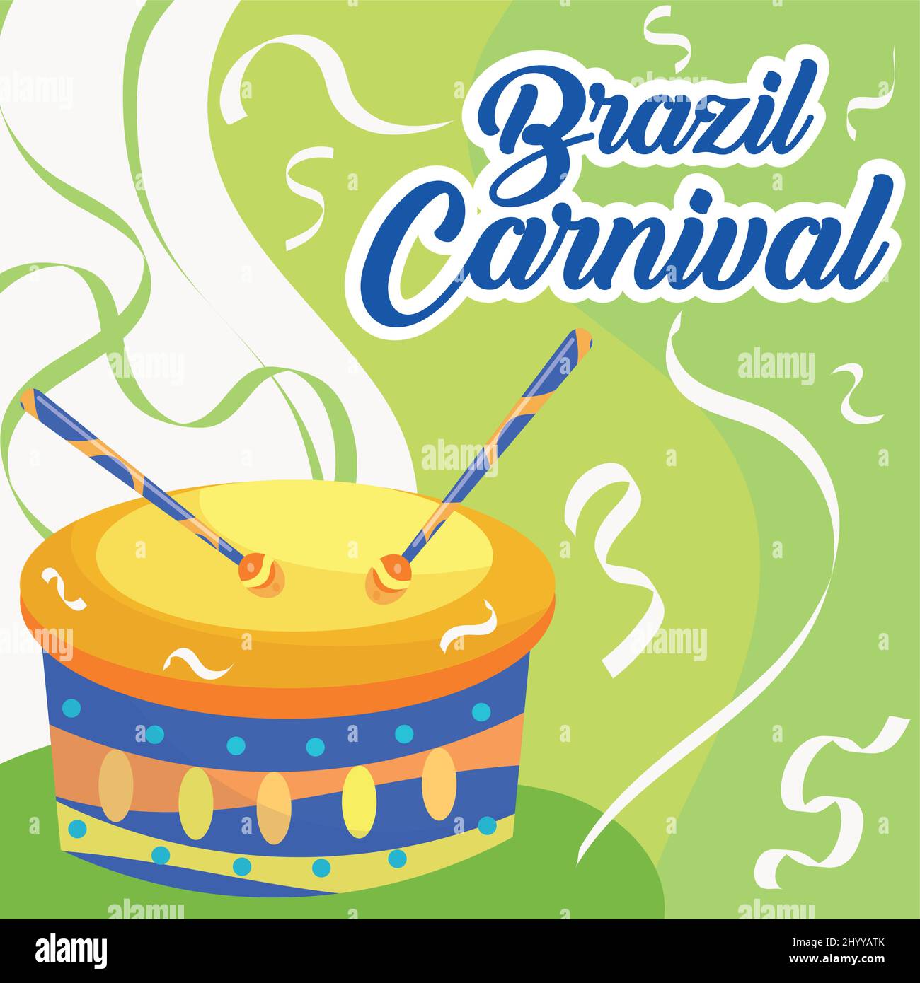 Colored brazil carnival poster drum musical instrument Vector Stock ...