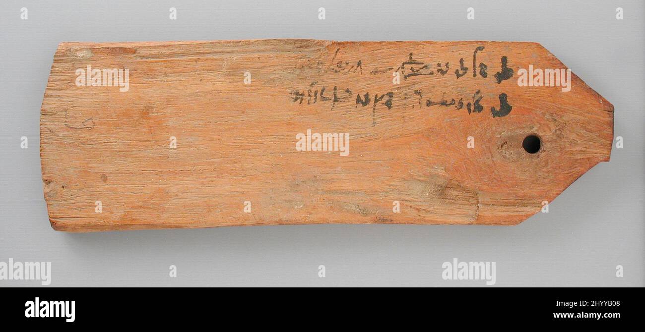 Mummy Label with Demotic Inscription. Egypt, Roman Period (30 BCE - 300 ...