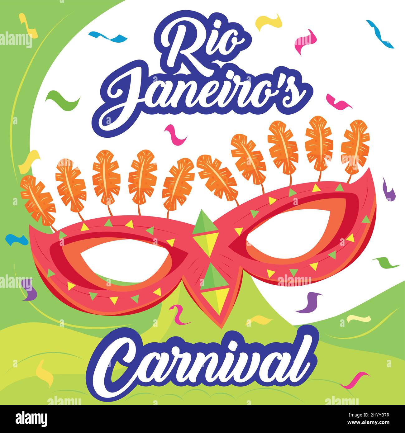 Isolated masquerade mask with feathers Brazil carnival poster Vector ...