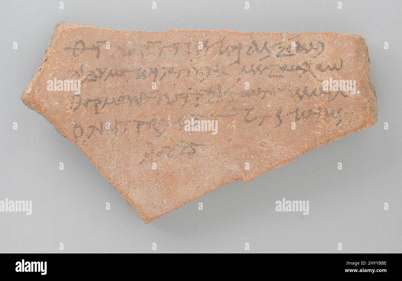 Ostracon with Greek Inscription. Egypt, Roman Period (332 BCE - 400CE ...