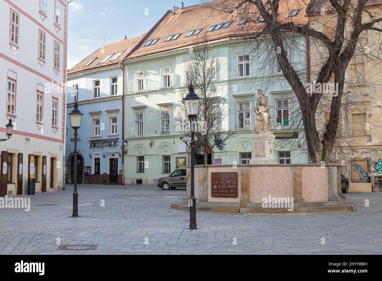 Bratislava main square (Hlavne Namestie) during the day on March Stock ...
