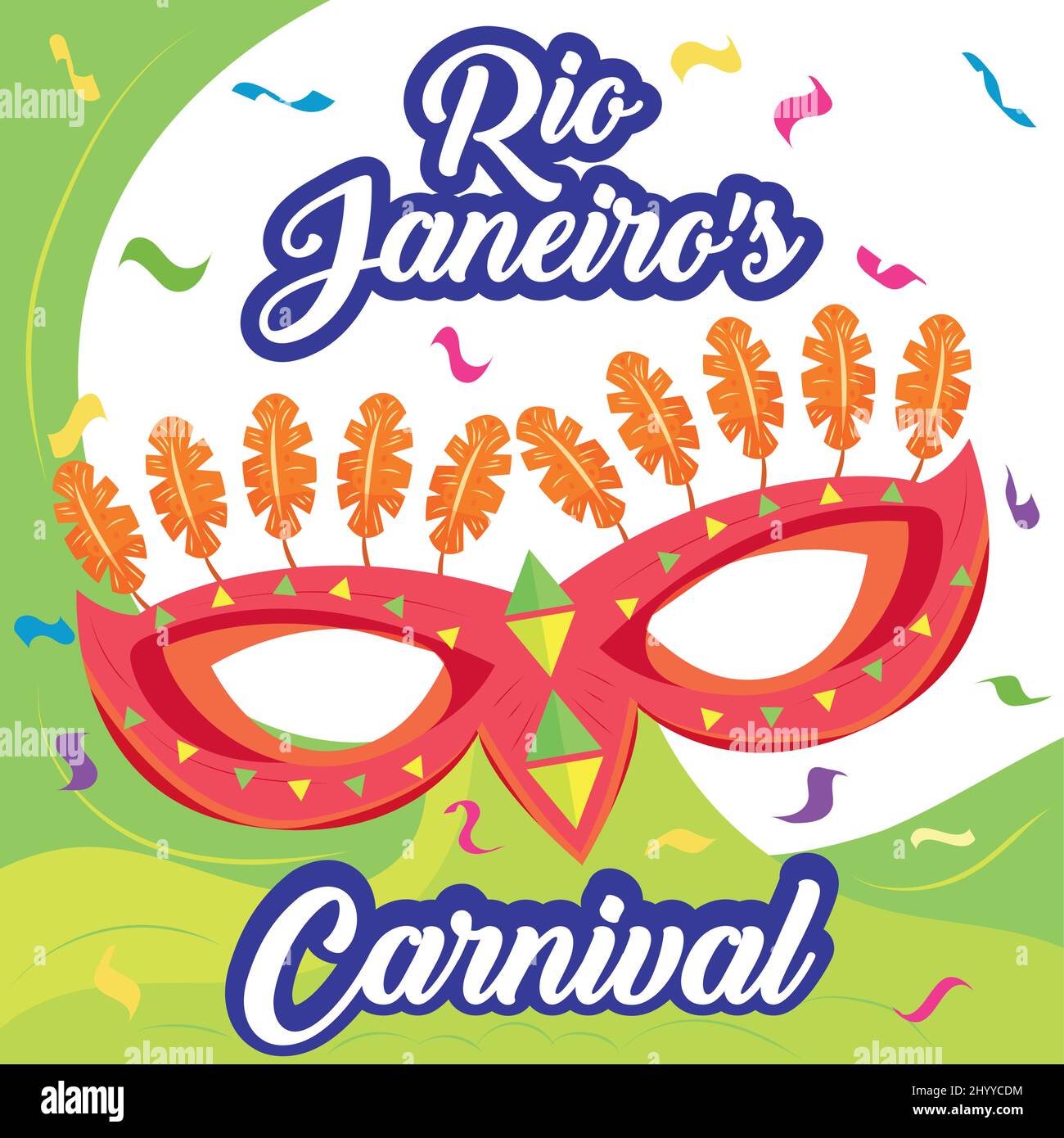 Isolated masquerade mask with feathers Brazil carnival poster Vector ...