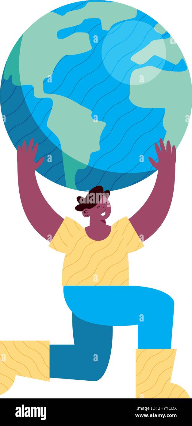 male ecologist lifting earth planet Stock Vector Image & Art - Alamy