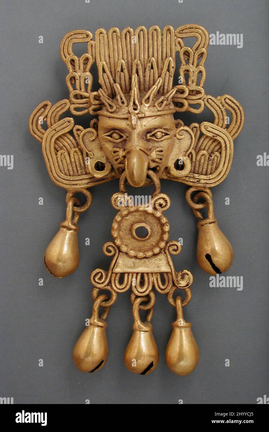 Pendant. Mexico, Oaxaca, Mixtec (?), 1100–1520. Metal. Gold Stock Photo ...