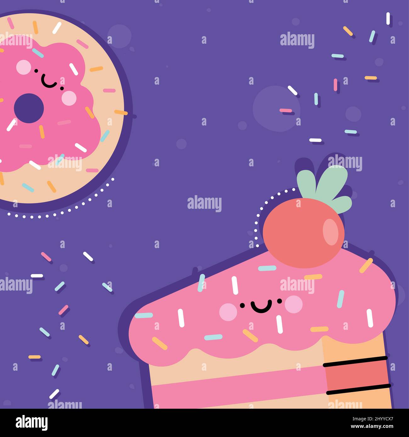 donut and cake kawaii characters Stock Vector Image & Art - Alamy