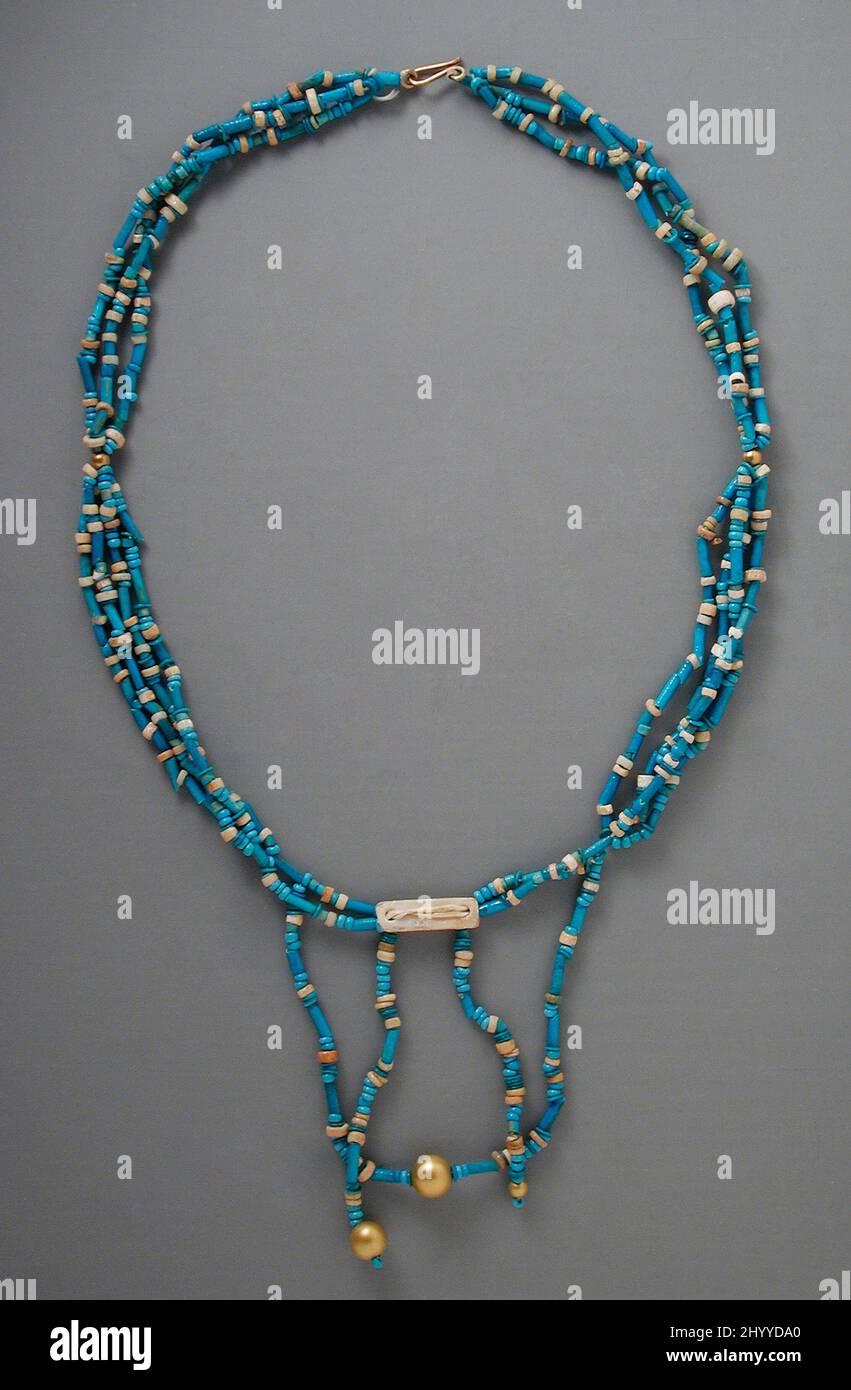 Faience and Gold Necklace. Egypt, Late Period-Ptolemaic Period, 711-30 ...