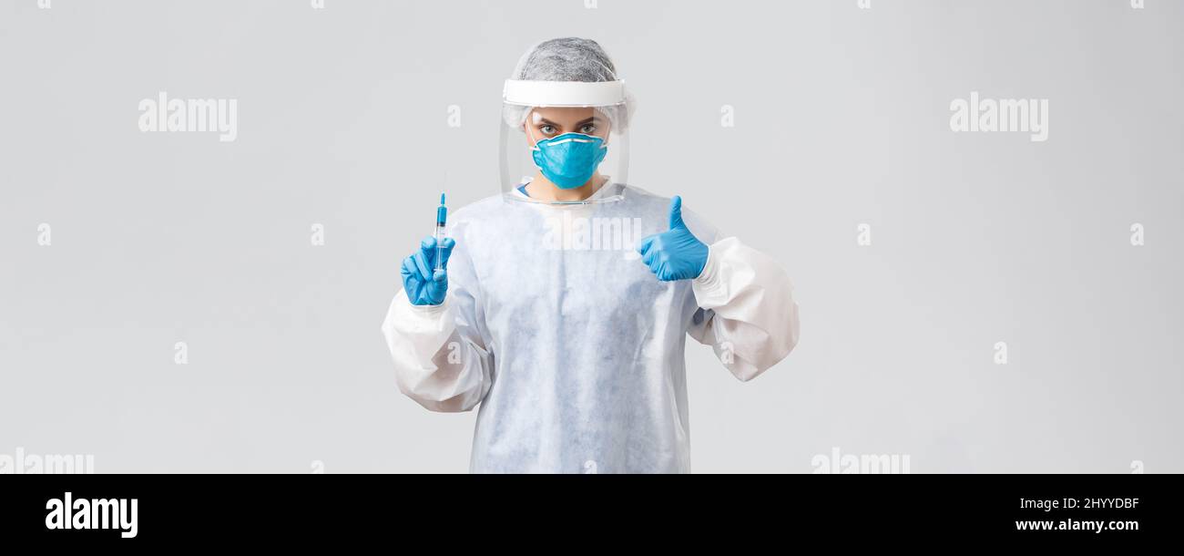 Covid-19, medical research, healthcare workers and quarantine concept ...