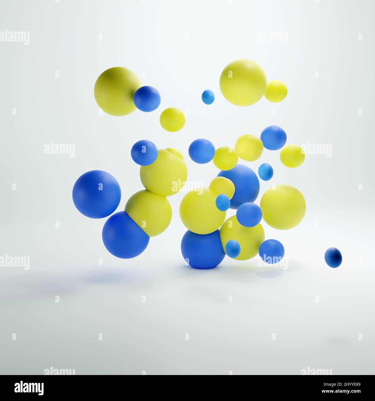 3d illustration abstract geometric background of shape balls in blue ...