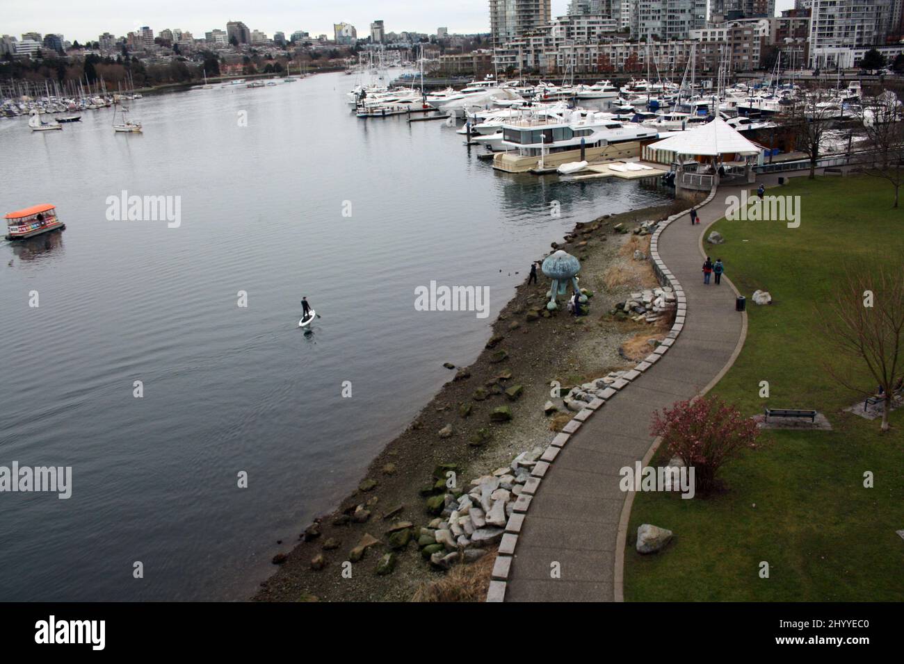 Beautiful view of yachts and boats by the park in Vancouver, British ...