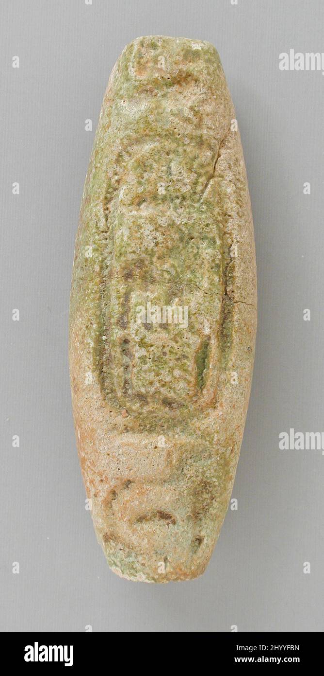 Molded Faience Amuletic Tube with Birth Name of Shabaka. Egypt, Late ...