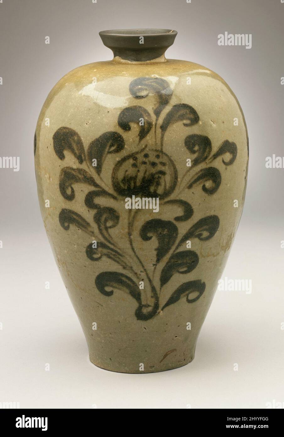 Prunus Vase with Peony Spray Design in Underglaze Iron. Korea, Korean ...