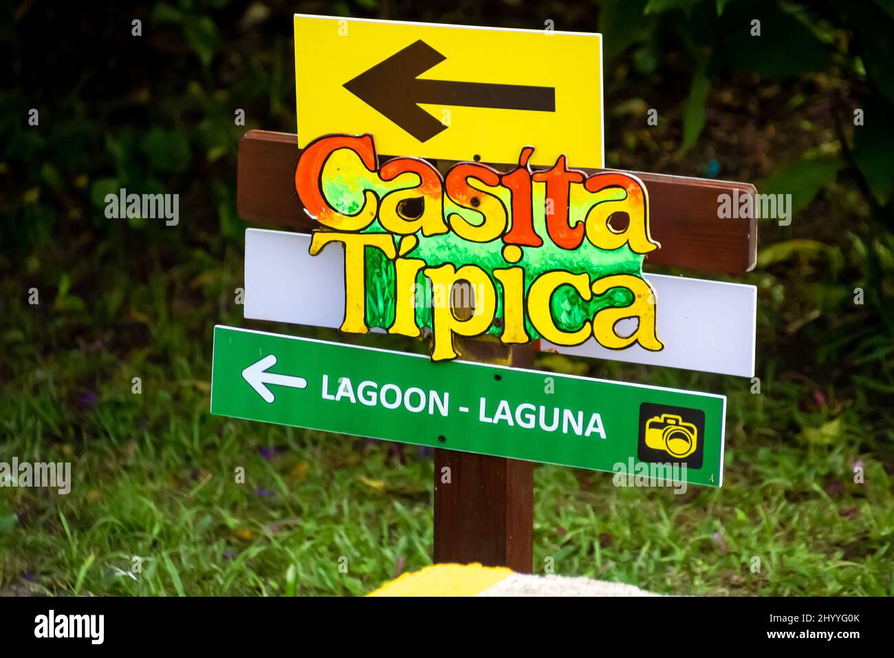 Direction sign at "Isabel del Torres National Park" in the Dominican ...
