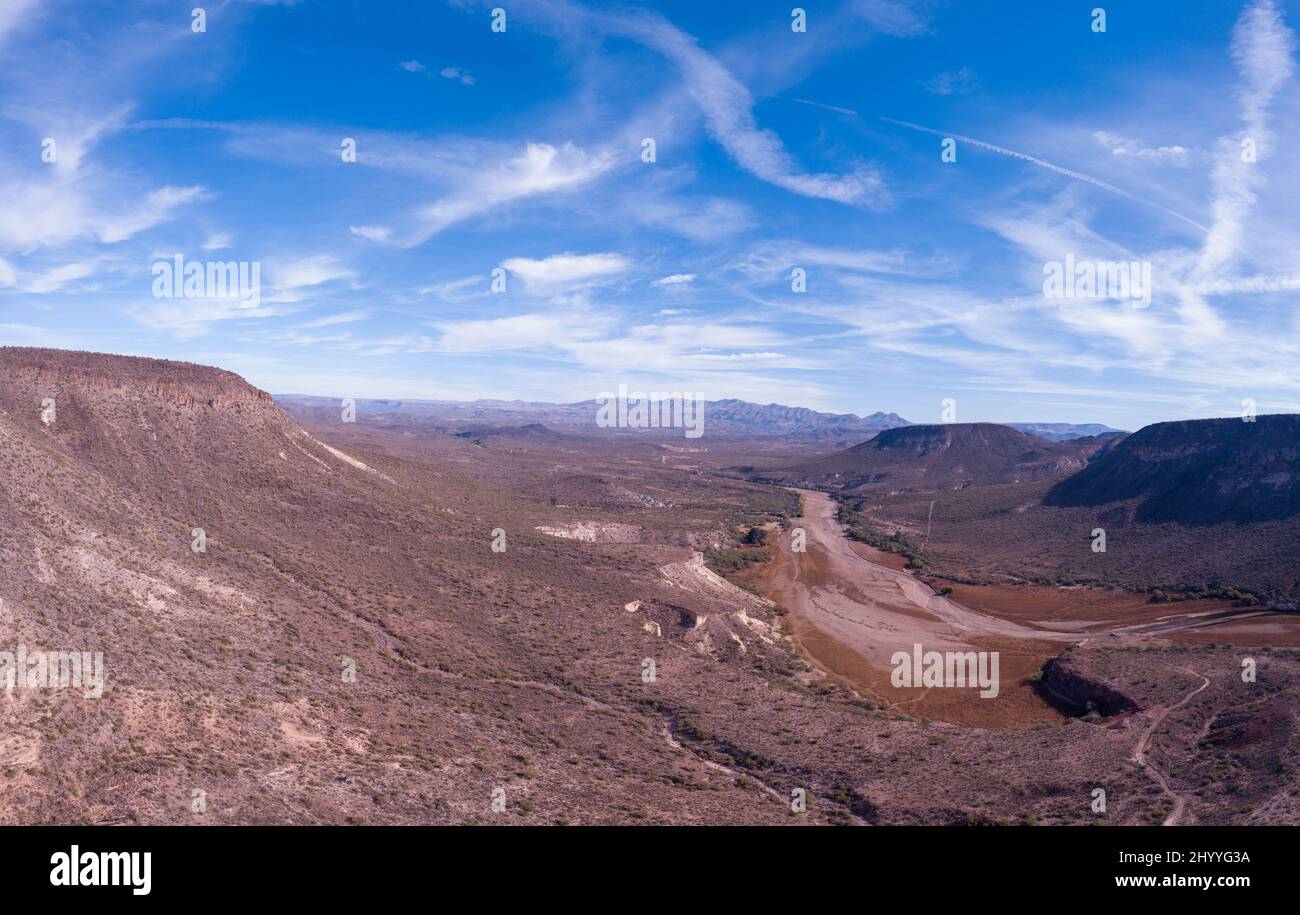 Beautiful view of Agua Fria River flowing through the desert of Arizona ...