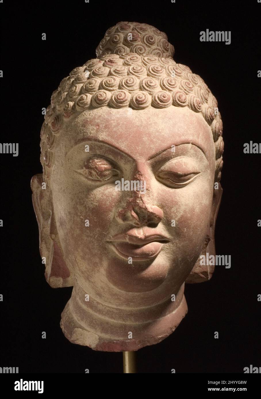 Head of Buddha Shakyamuni. India, Uttar Pradesh, Mathura, circa 450 ...