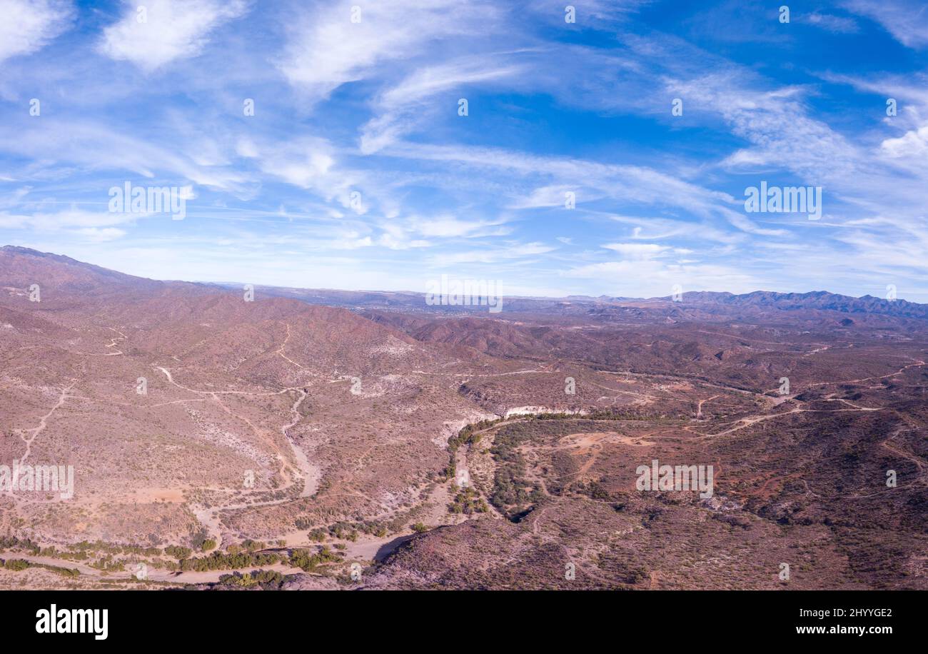 Beautiful view of Agua Fria River flowing through the desert of Arizona ...
