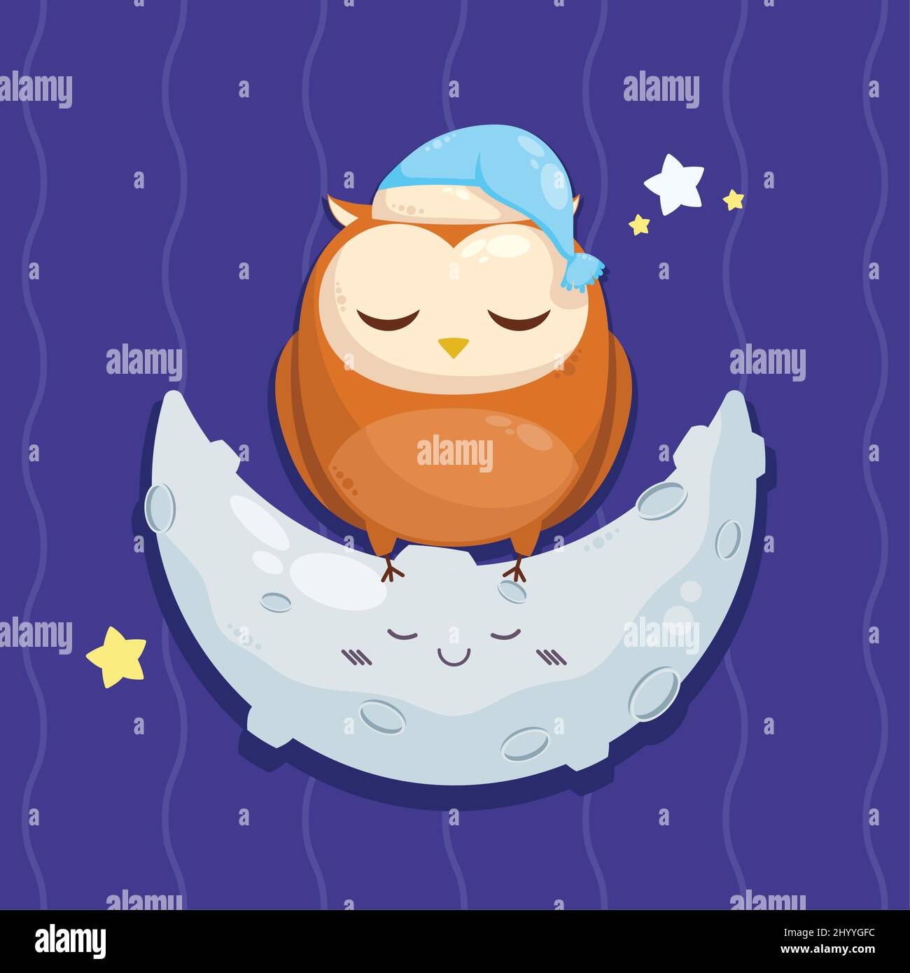 Funny sleeping cartoon owl Stock Vector Images - Alamy
