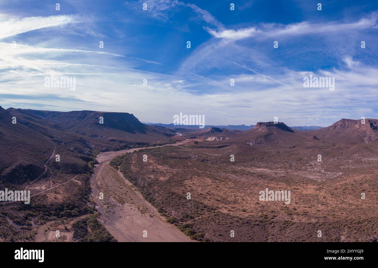 Beautiful view of Agua Fria River flowing through the desert of Arizona ...