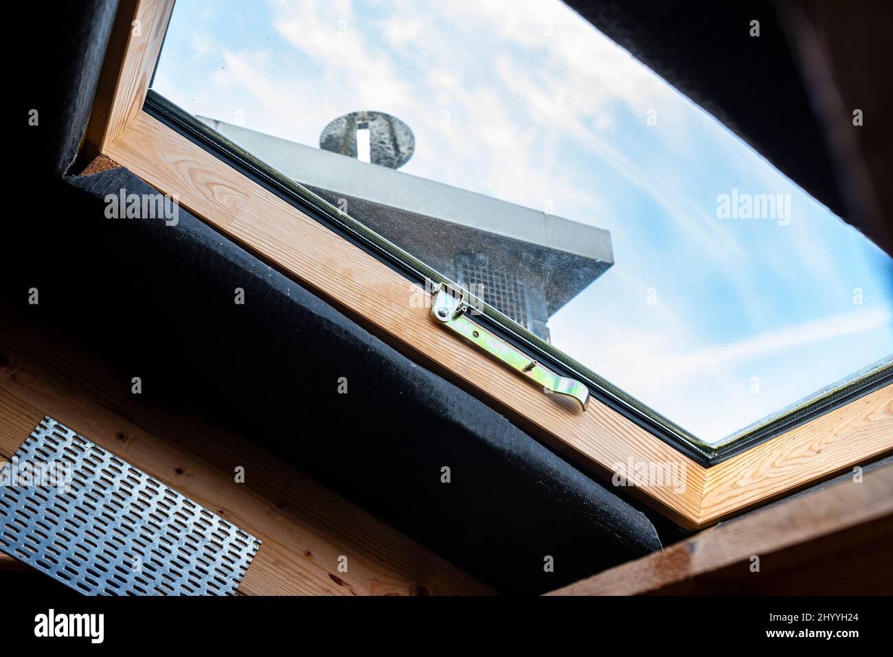 Roof hatch located in the attic for chimney sweep service, simple ...