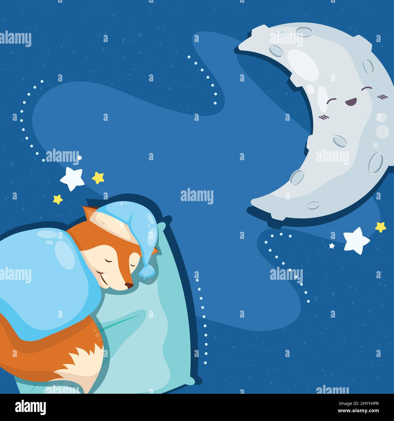 fox and moon sleeping characters Stock Vector Image & Art - Alamy