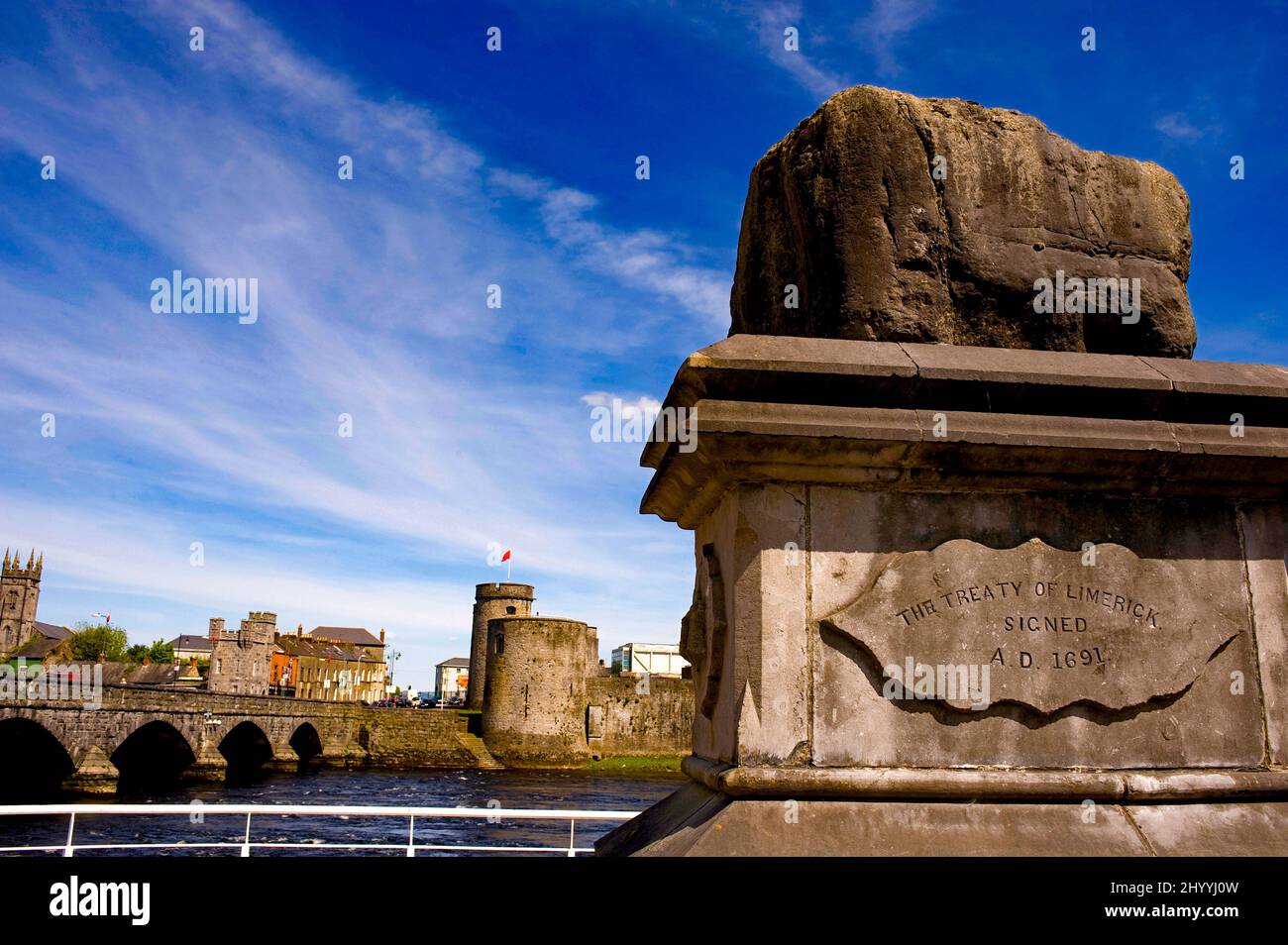 Treaty Stone, King John's Castle, Limerick City, Ireland Stock Photo ...
