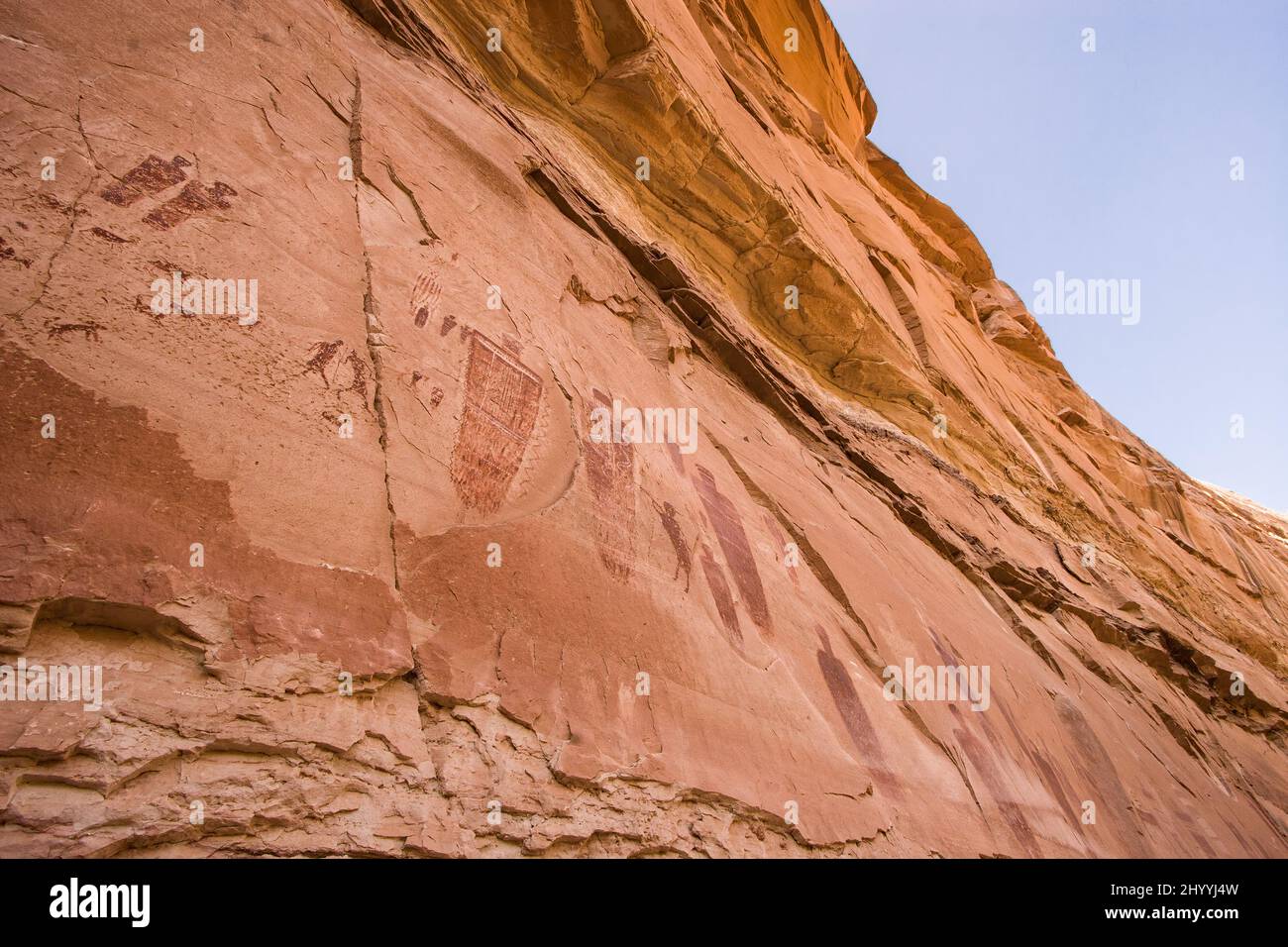 Painted rock art pictographs in the Great Gallery, an ancient rock art ...