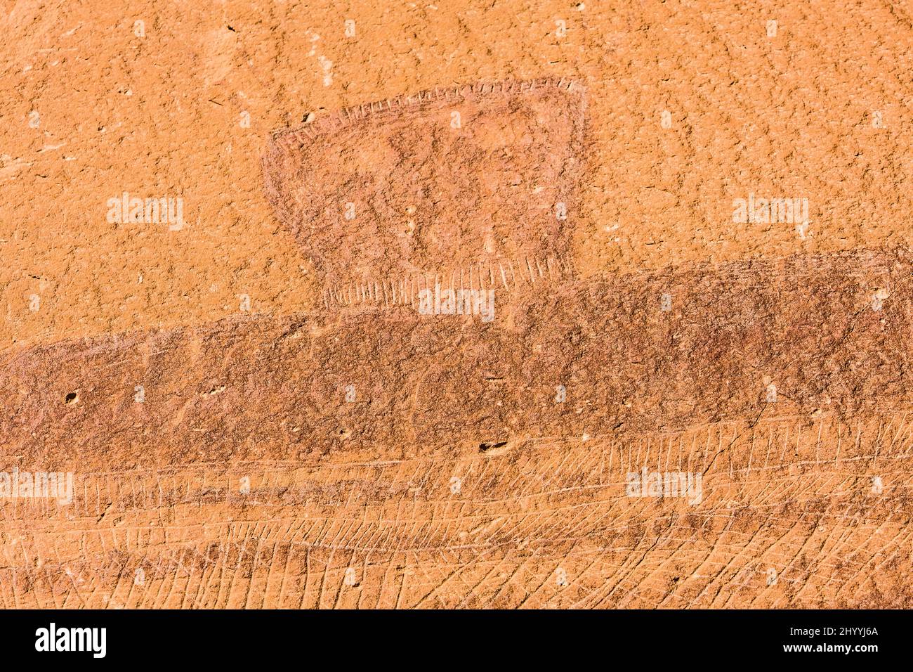 Painted rock art pictographs in the Great Gallery, an ancient rock art ...