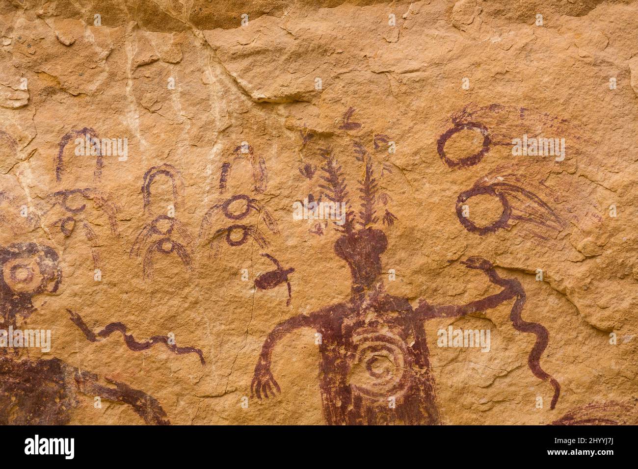 This Barrier Canyon-style rock art panel is found in the area of the ...