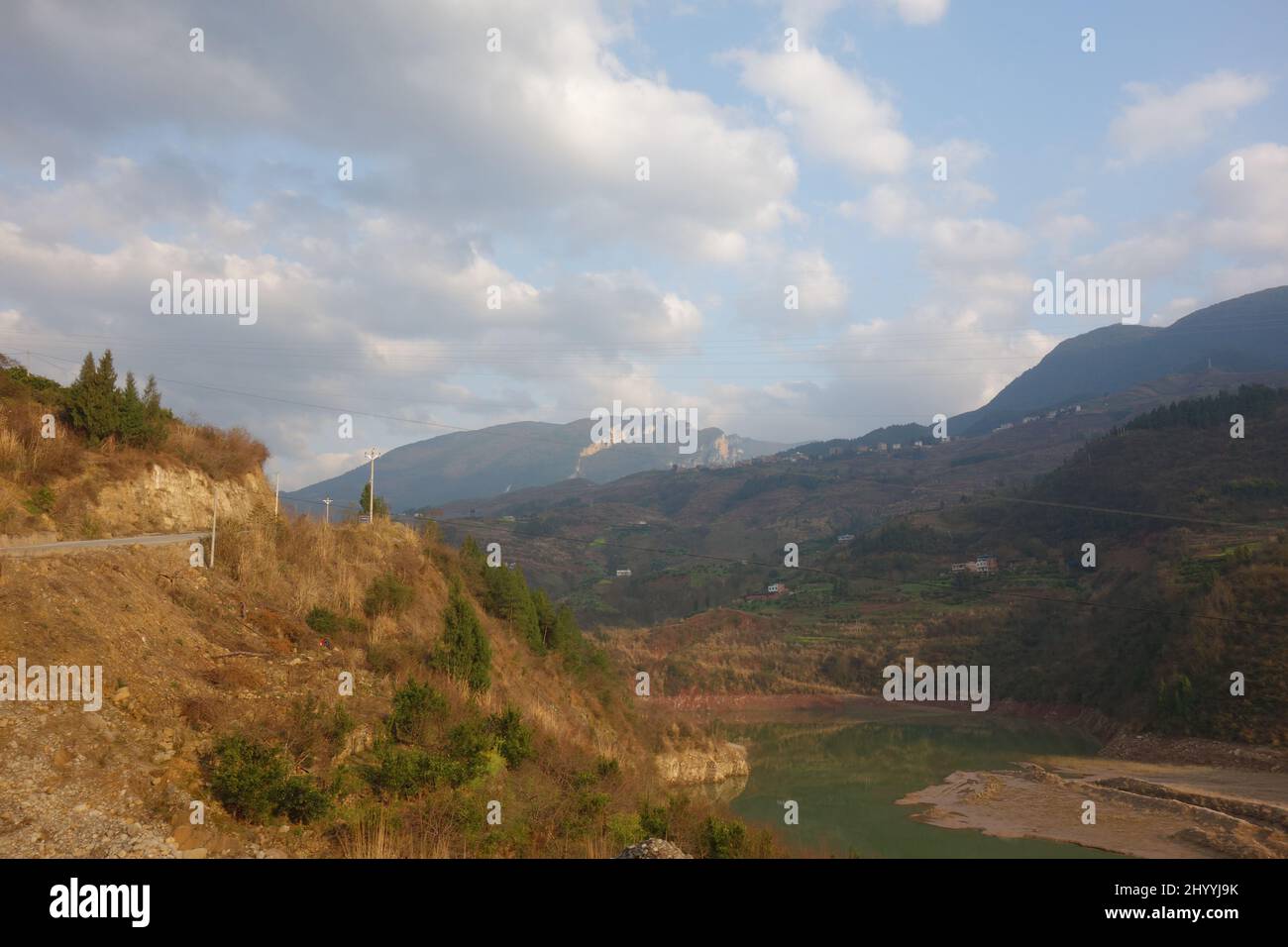 Landscape of hills and mountains in a gloomy weather Stock Photo - Alamy