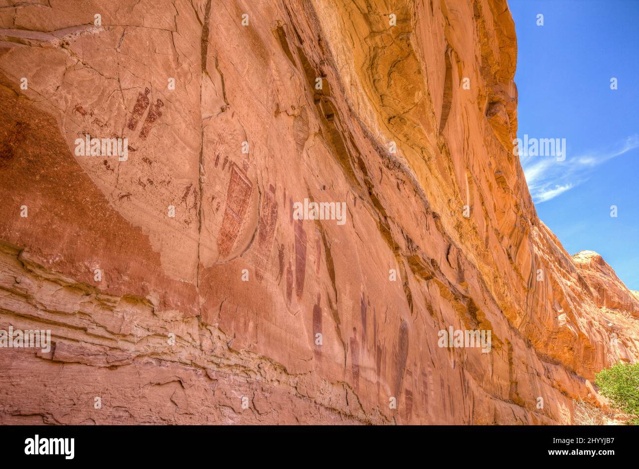 Painted rock art pictographs in the Great Gallery, an ancient rock art ...