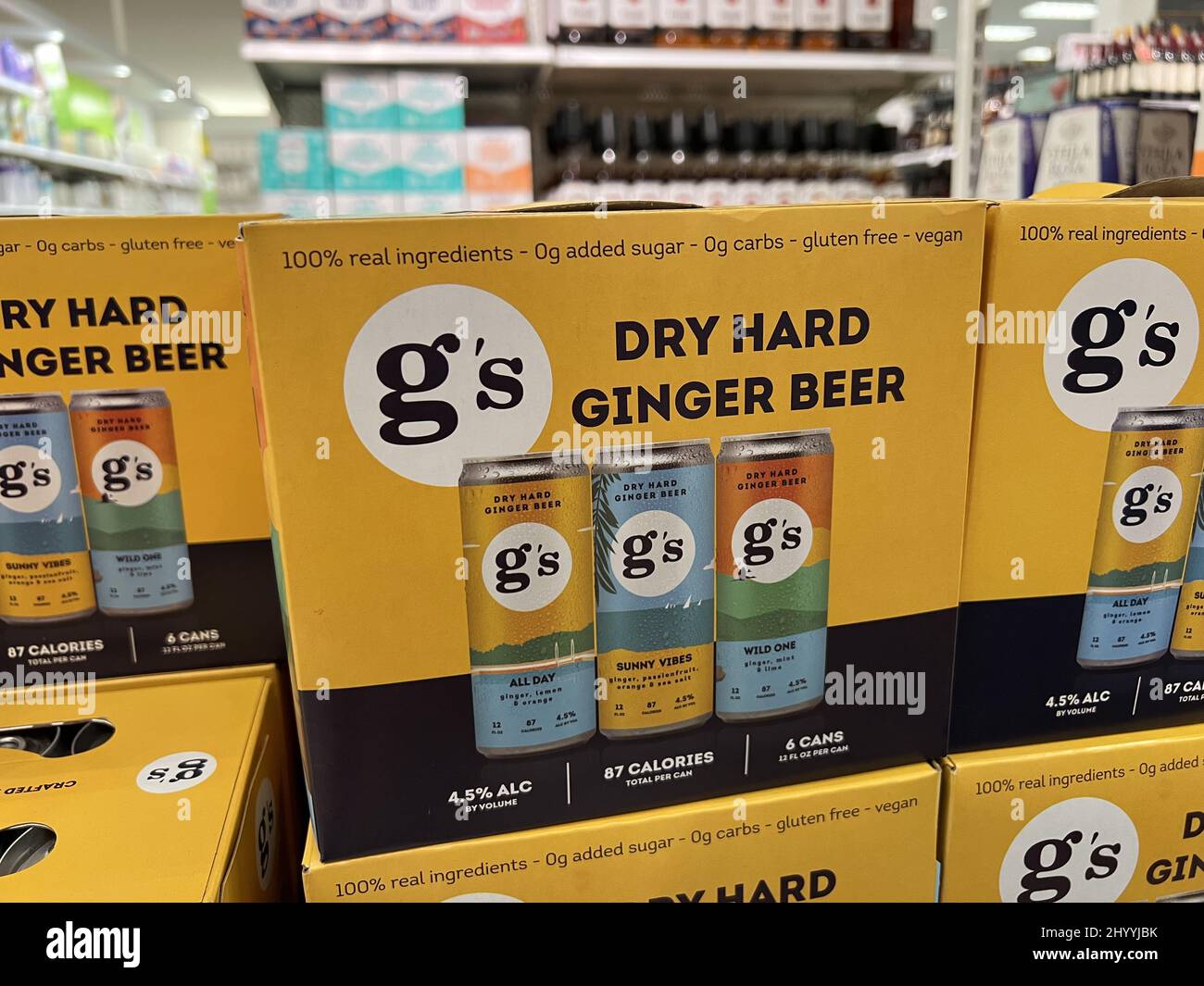 G's Dry Hard Ginger Beer, an alcoholic ginger beer, in a retail store ...