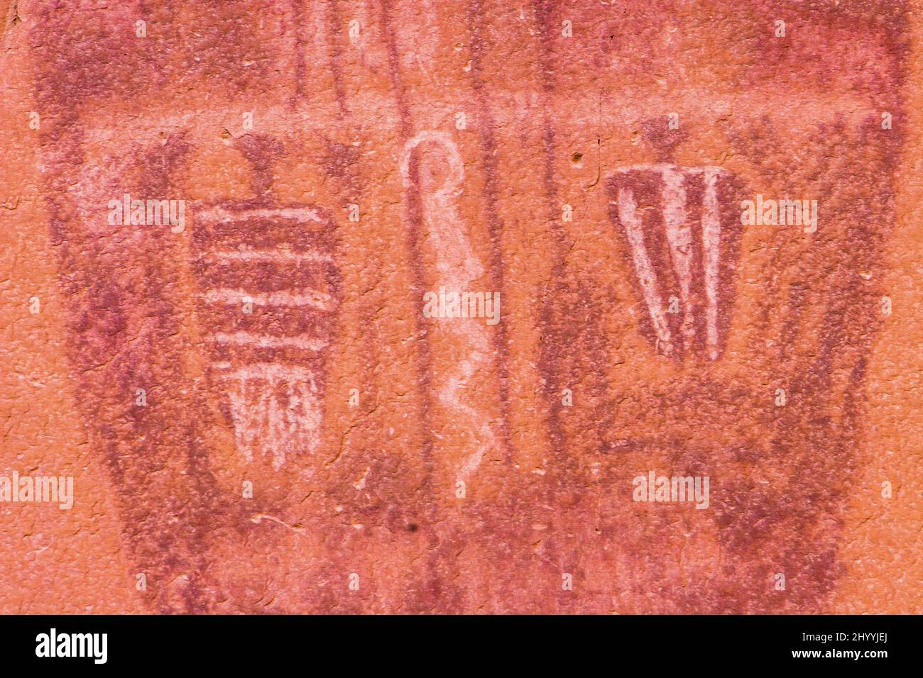 Painted rock art pictographs in the Great Gallery, an ancient rock art ...