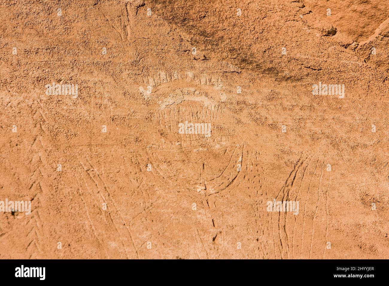 Painted rock art pictographs in the Great Gallery, an ancient rock art ...