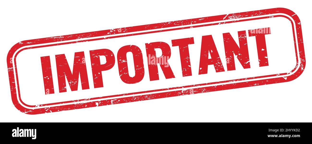 IMPORTANT text on red grungy rectangle stamp Stock Photo - Alamy