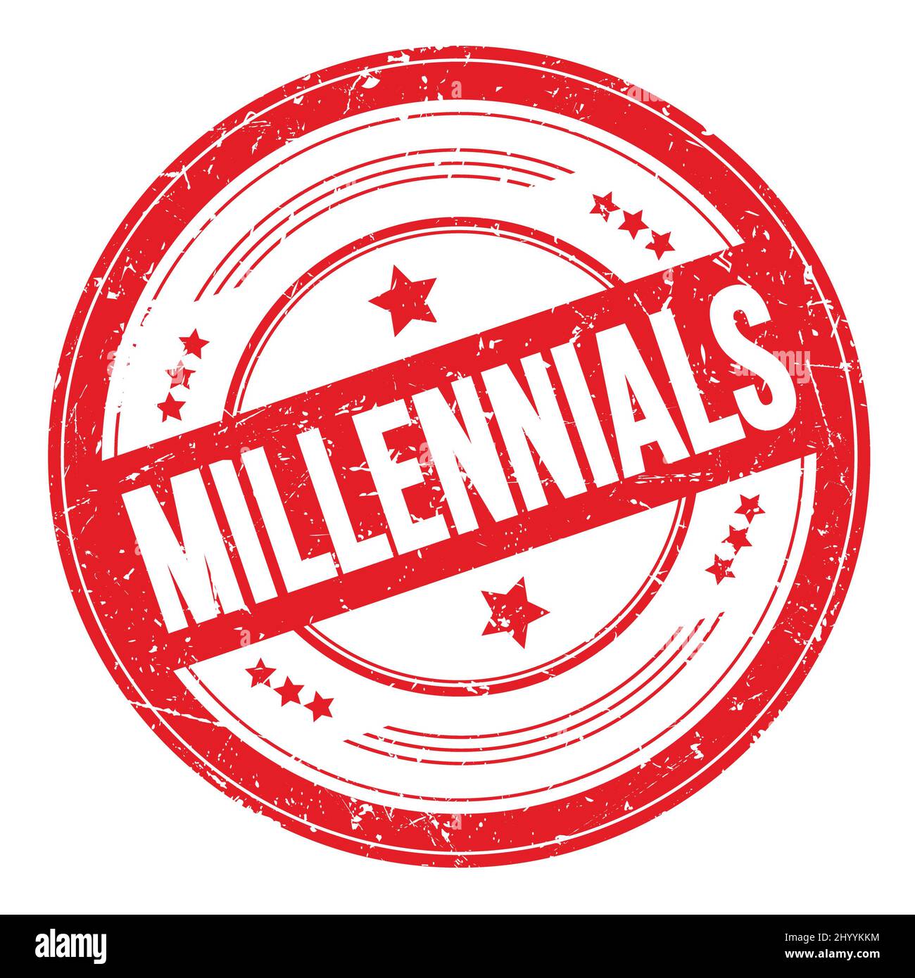 MILLENNIALS text on red round grungy texture stamp Stock Photo - Alamy