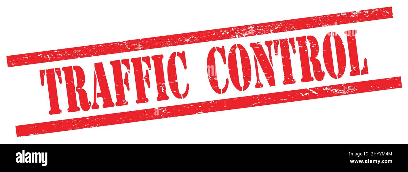 TRAFFIC CONTROL text on red grungy rectangle vintage stamp Stock Photo ...