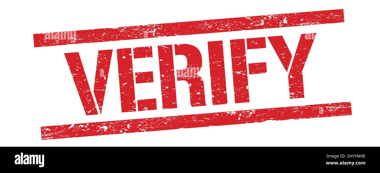 VERIFY text on red grungy rectangle stamp sign Stock Photo - Alamy
