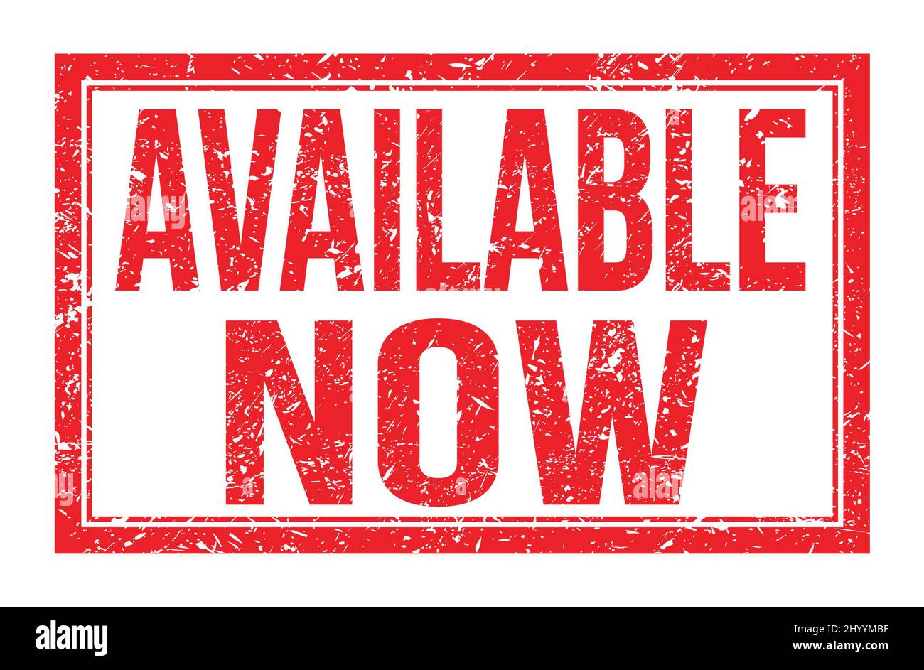 AVAILABLE NOW, words written on red rectangle stamp sign Stock Photo ...