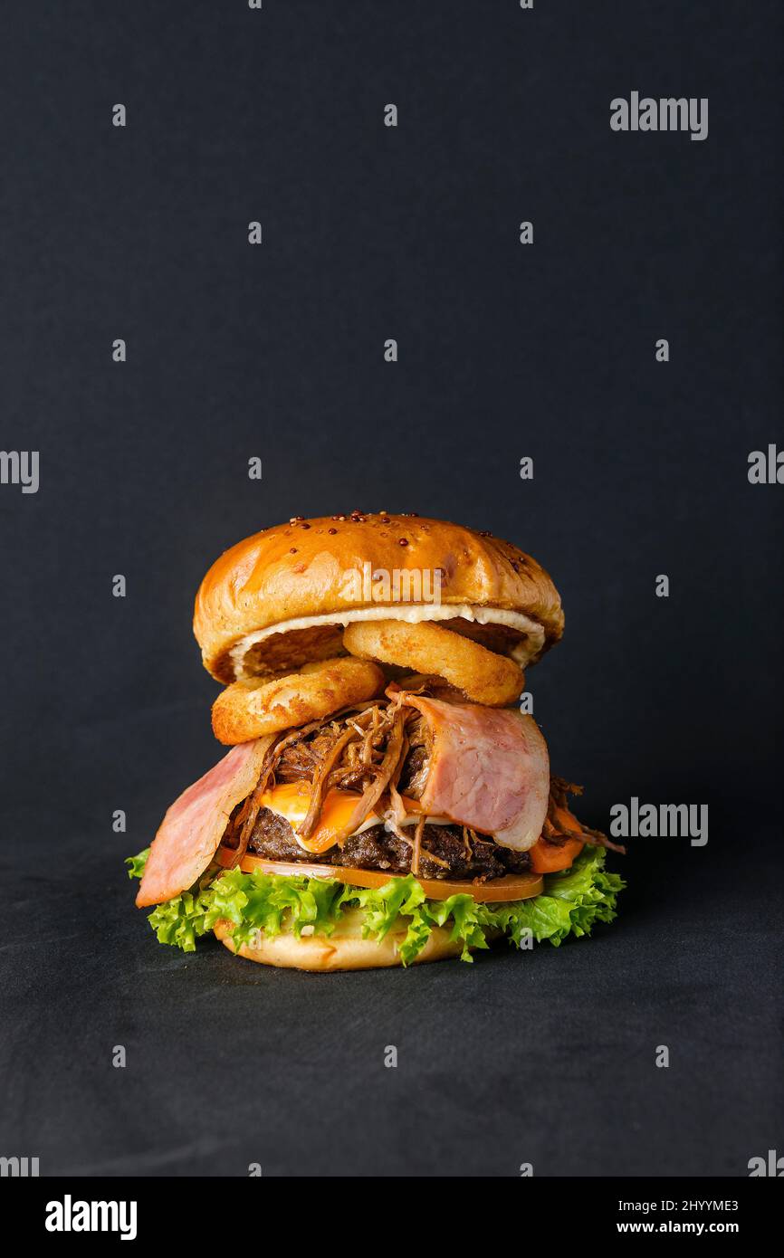 delicious burger ready to enjoy with family or friends Stock Photo - Alamy
