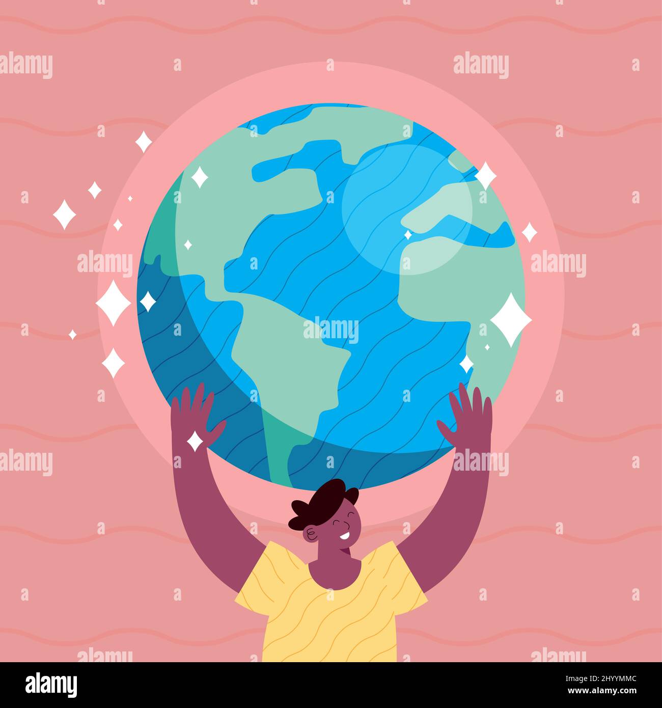 ecologist lifting earth planet character Stock Vector Image & Art - Alamy