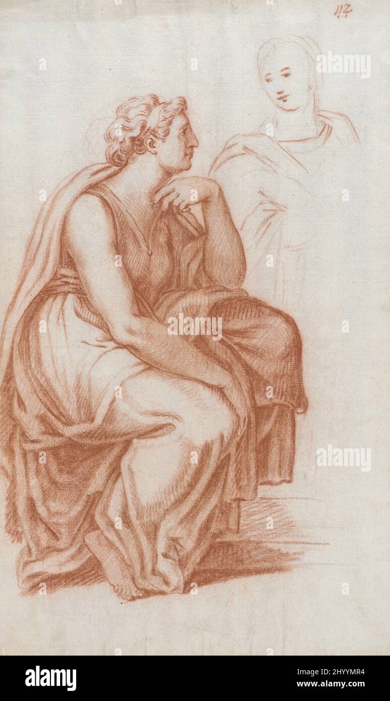 Study of a Seated Female Figure in Ancient Dress. Unknown, 18th century ...