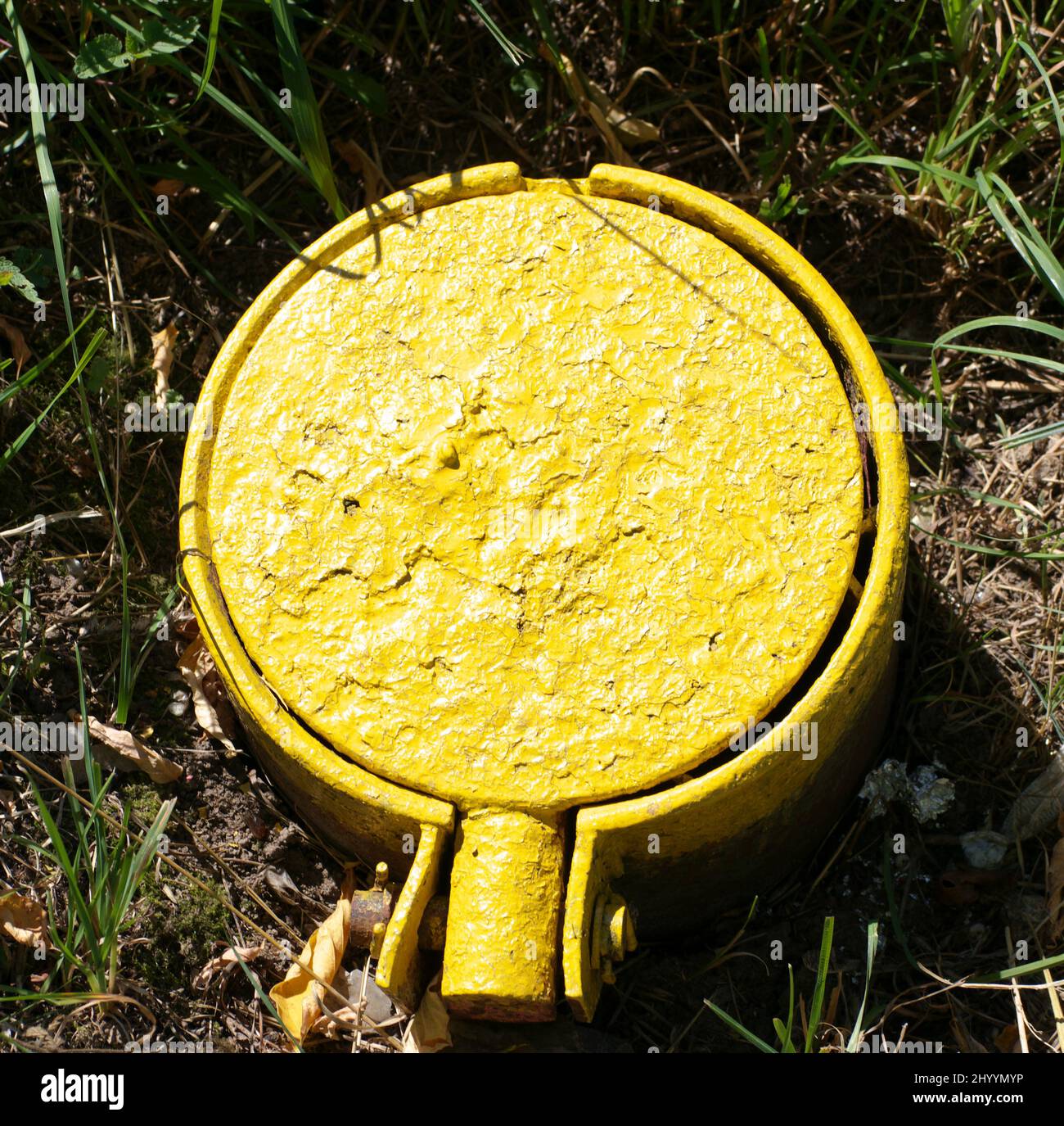yellow gas hatch at dry sunny summer day Stock Photo - Alamy