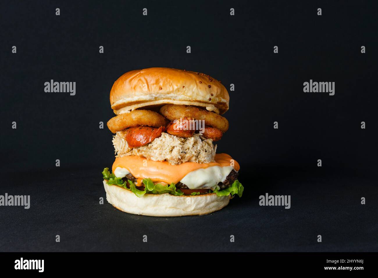 delicious burger ready to enjoy with family or friends Stock Photo - Alamy