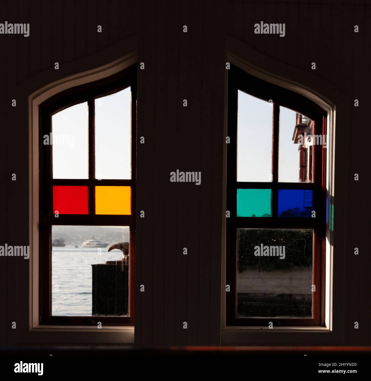 A window with colorfull lines Stock Photo - Alamy