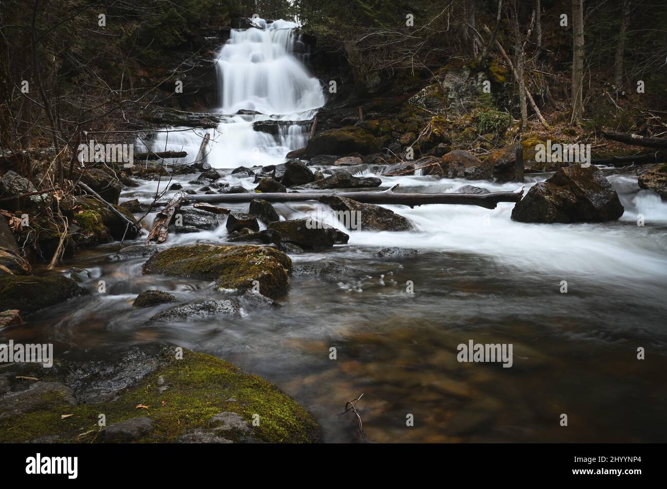 Landscape view of river and waterfall Stock Photo - Alamy