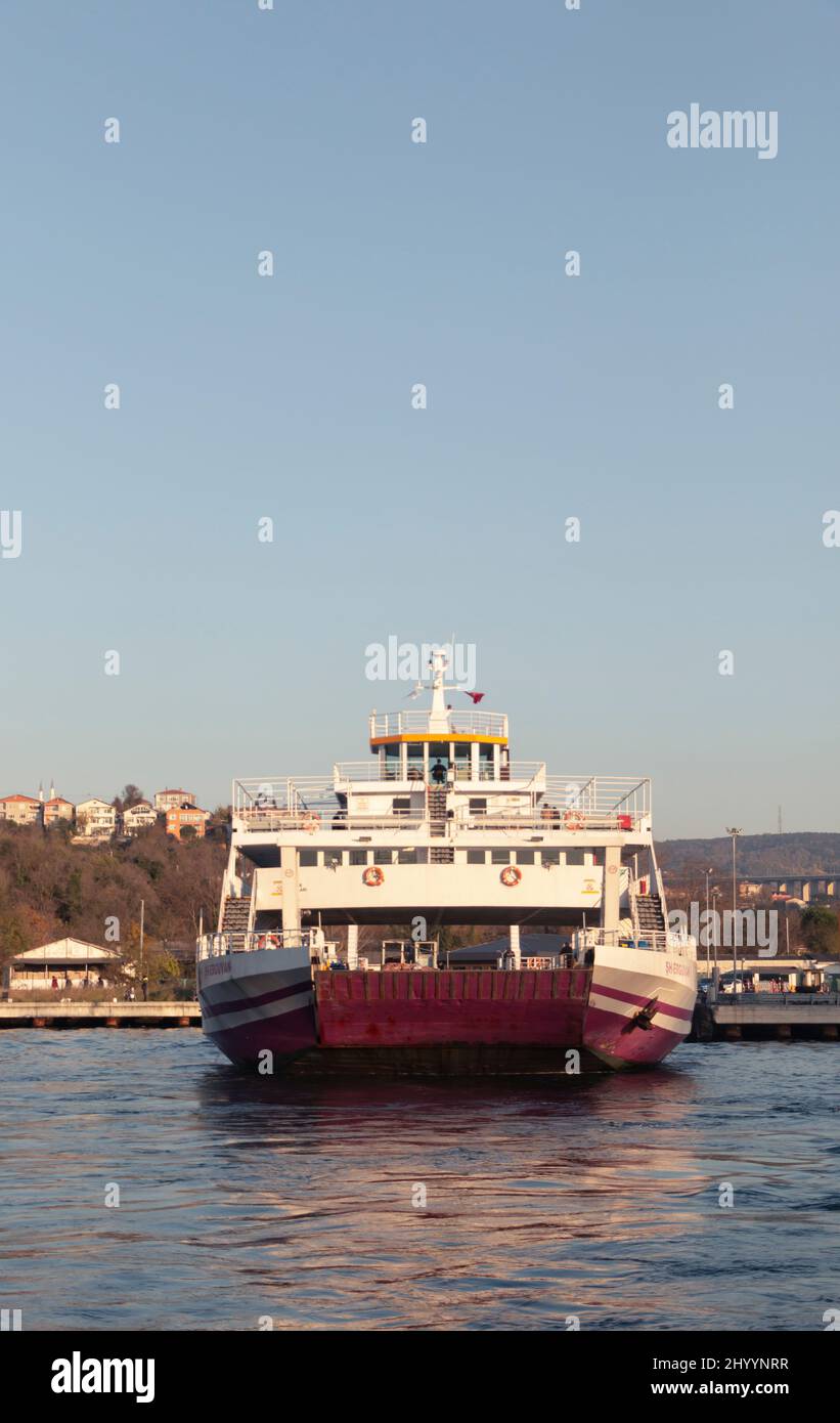 Pulling the fishing net on the ship. Fishing ship big fishermen with ...