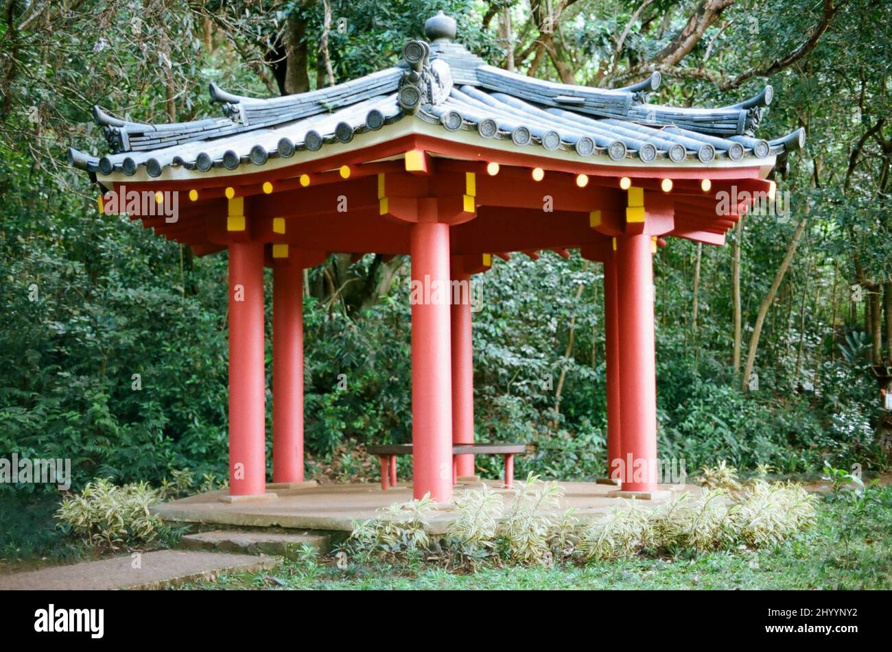 Red temple shrine at the Byodo-in Temple in Oahu Hawaii Stock Photo - Alamy